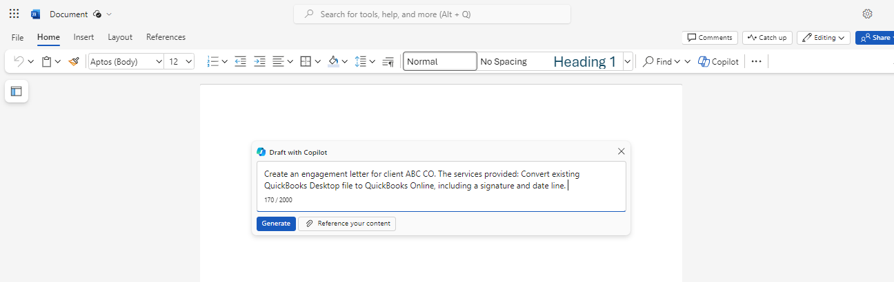 Copilot in Word: Create a Proposal