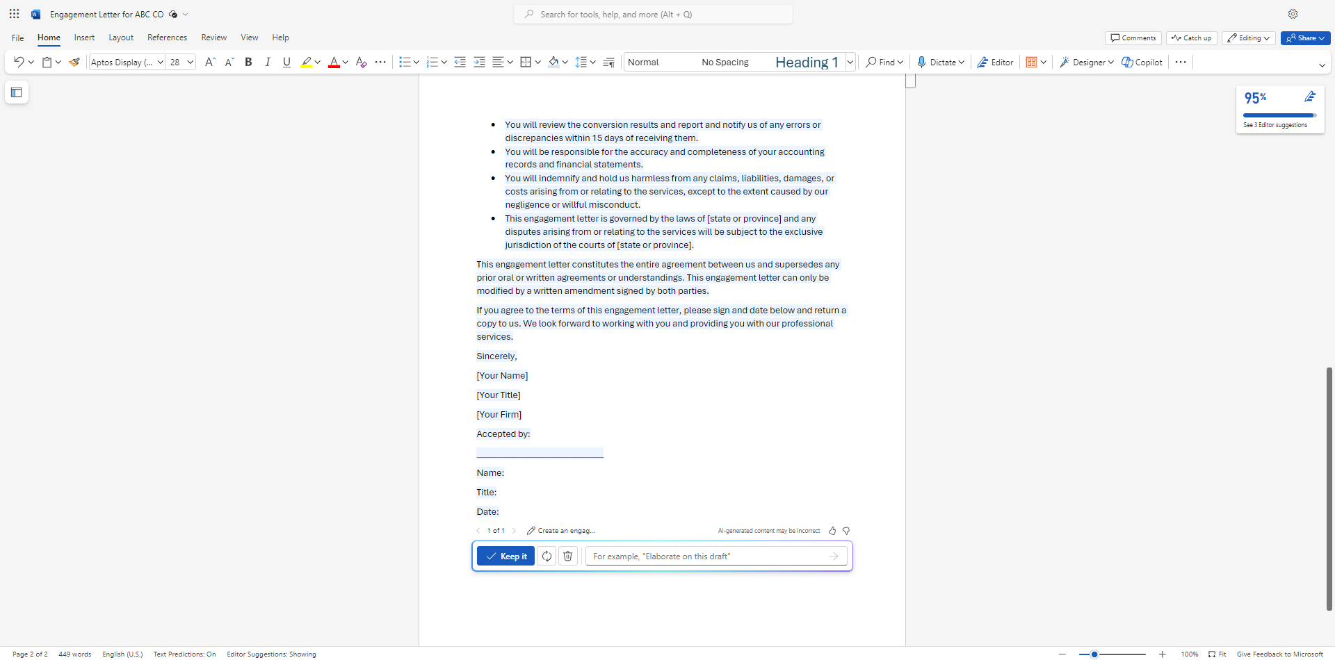 Copilot in Word: Create a Proposal