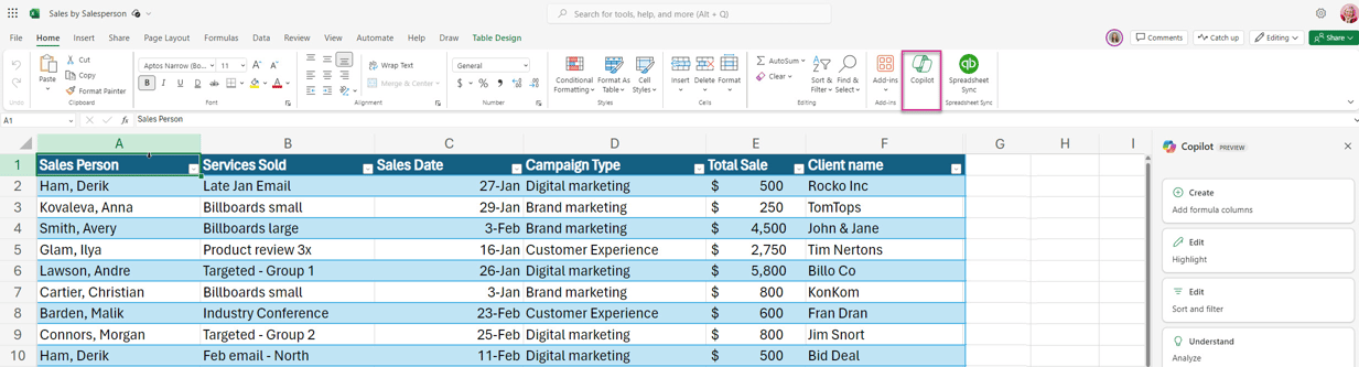 Using Microsoft Copilot in Excel