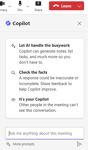Using Copilot for Microsoft Teams Meetings